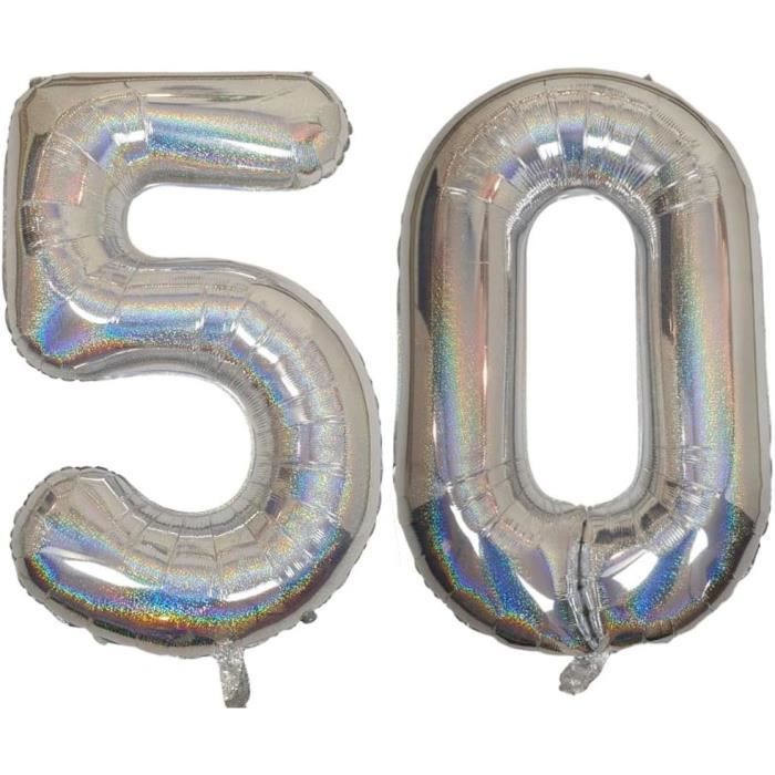 Ballon 50 Ans Argent - Ballon Anniversaire 50 Ans Decoration, Ballon ...