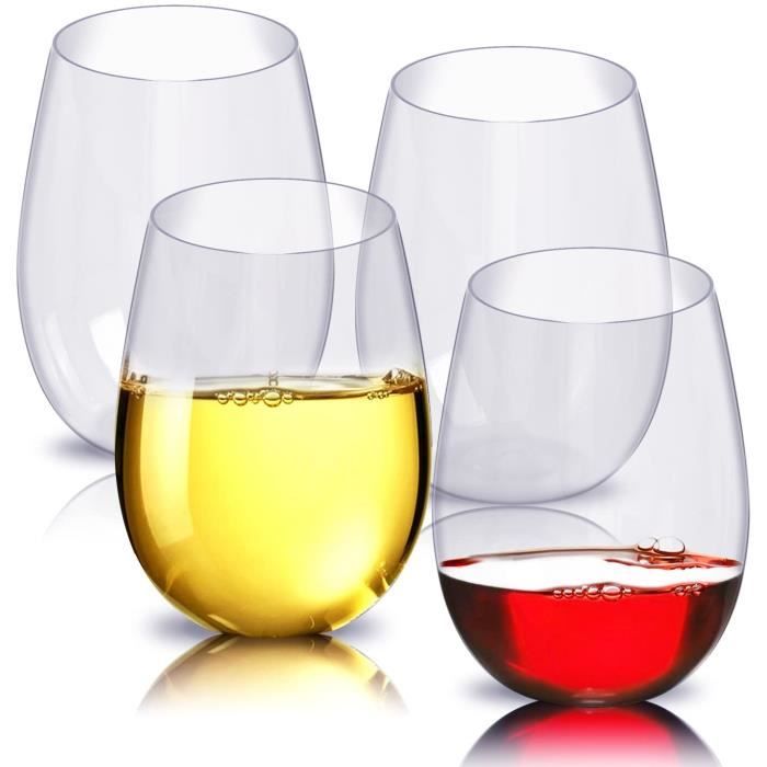 Verres à vin en plastique ensemble de 4 verre incassable tritan sans ...