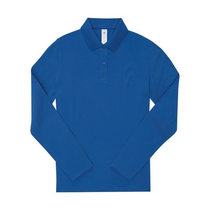 Polo manches longues - Femme - PW464 - Bleu - 100% coton - Haute ...