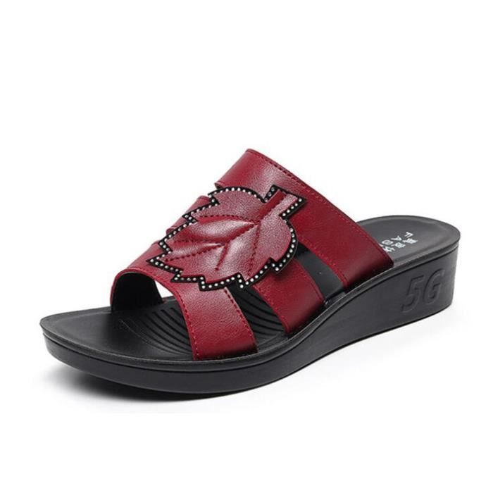Sandale Femme Sexy Sandales Compensé été Sandales Femme Rouge Rouge ...