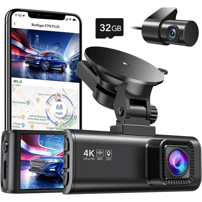 REDTIGER 4K Dashcam Voiture Wi-FI GPS Caméra Voiture 3,18“ Dashcam ...