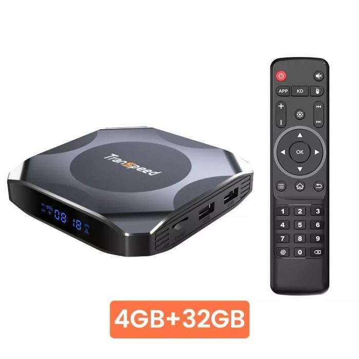 Transpeed Android 11 TV BOX BT5.0 3D rapide double 1000M WiFi 4K 4 go ...