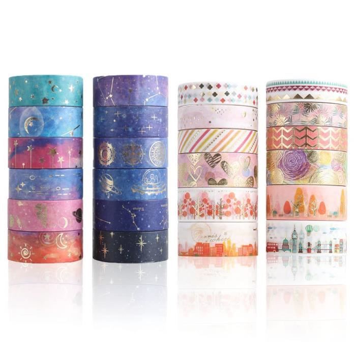24 Pcs Washi Tape Coloré Ciel étoilé Ruban Adhésif Papier Doré Masking ...