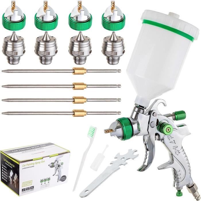 Pistolet À Peinture Technic Hvlp Avec 4X Buses 1,3 1,4 1,7 2,0[H3496] - Cdiscount Bricolage