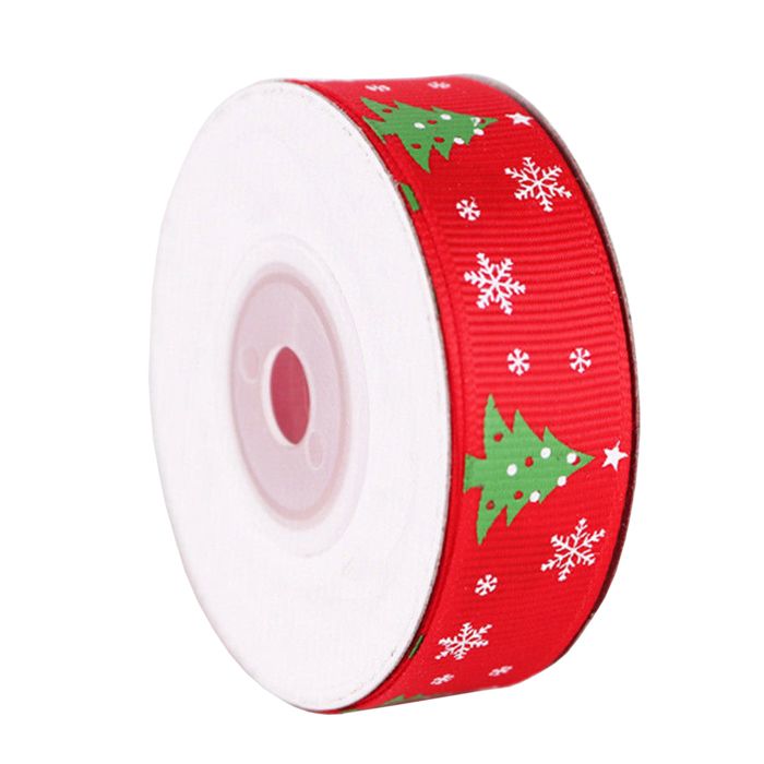 Ruban de Noël - TRIMMING SHOP - 20mm x 5m - Polyester - Rouge - Flocons ...