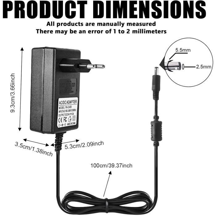 Adaptateur Secteur 24 V 3 A: Alimentation 72 W, AC-DC Adaptateur Secteur Universel, Alimentation ...