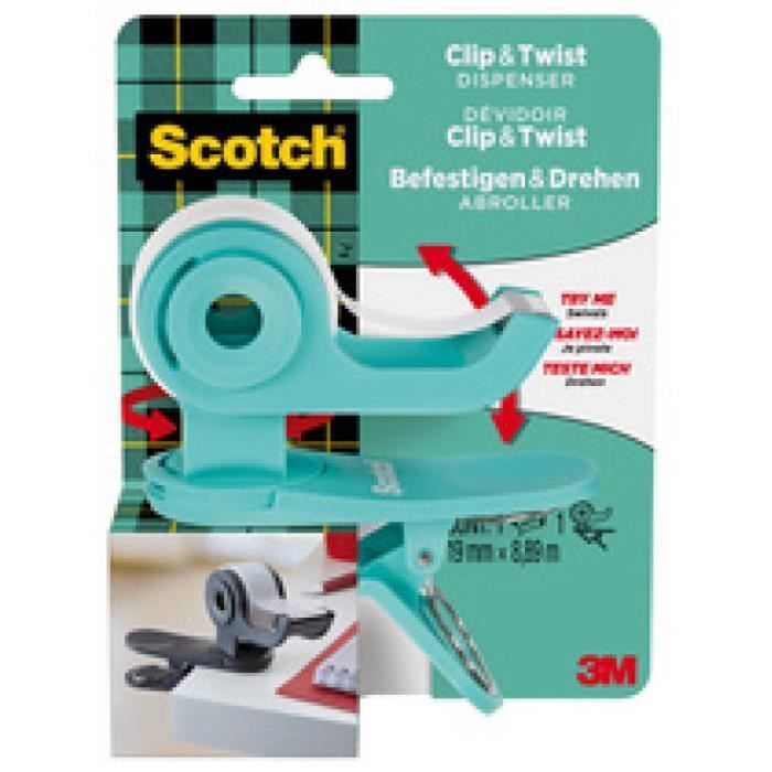 Scotch scotch dévidoir de ruban adhésif clip & twist, gris foncé ...
