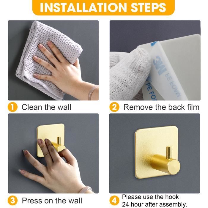 Crochet Adhesif Mural 4 Pièces,Accroche Tableau sans Percer Crochet ...