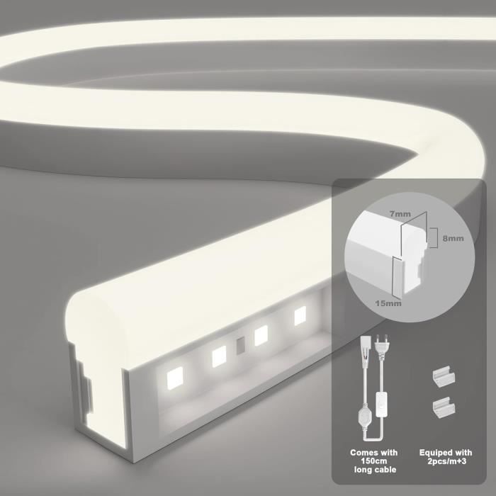 20M Ruban Led Exterieur Etanche Ip65 Blanc Chaud, Led Bande Lumineuse ...