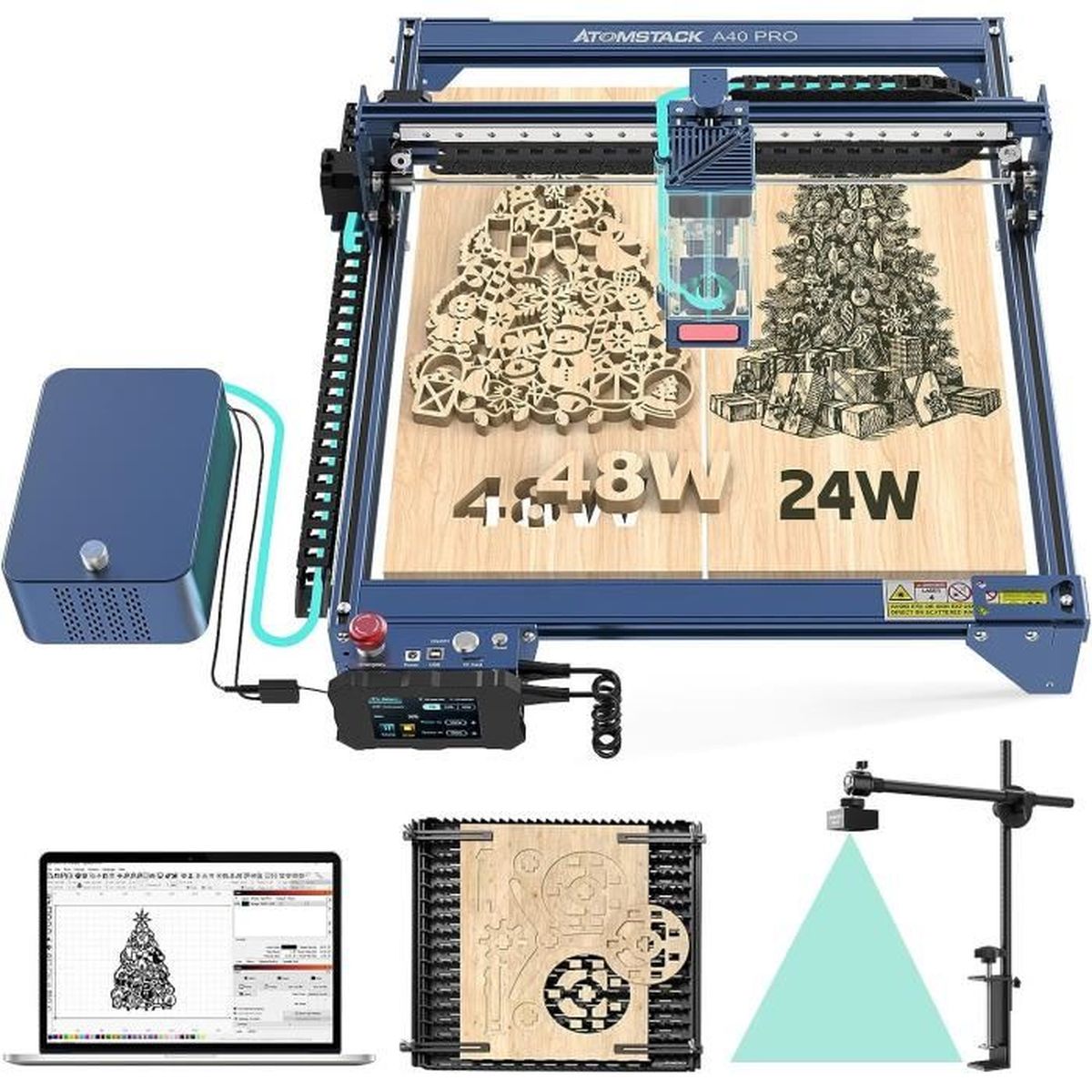 ATOMSTACK A40 Pro 48W Machine Gravure laser 24 W / 48 W Mode de coupe à haute énergie avec F3 ...