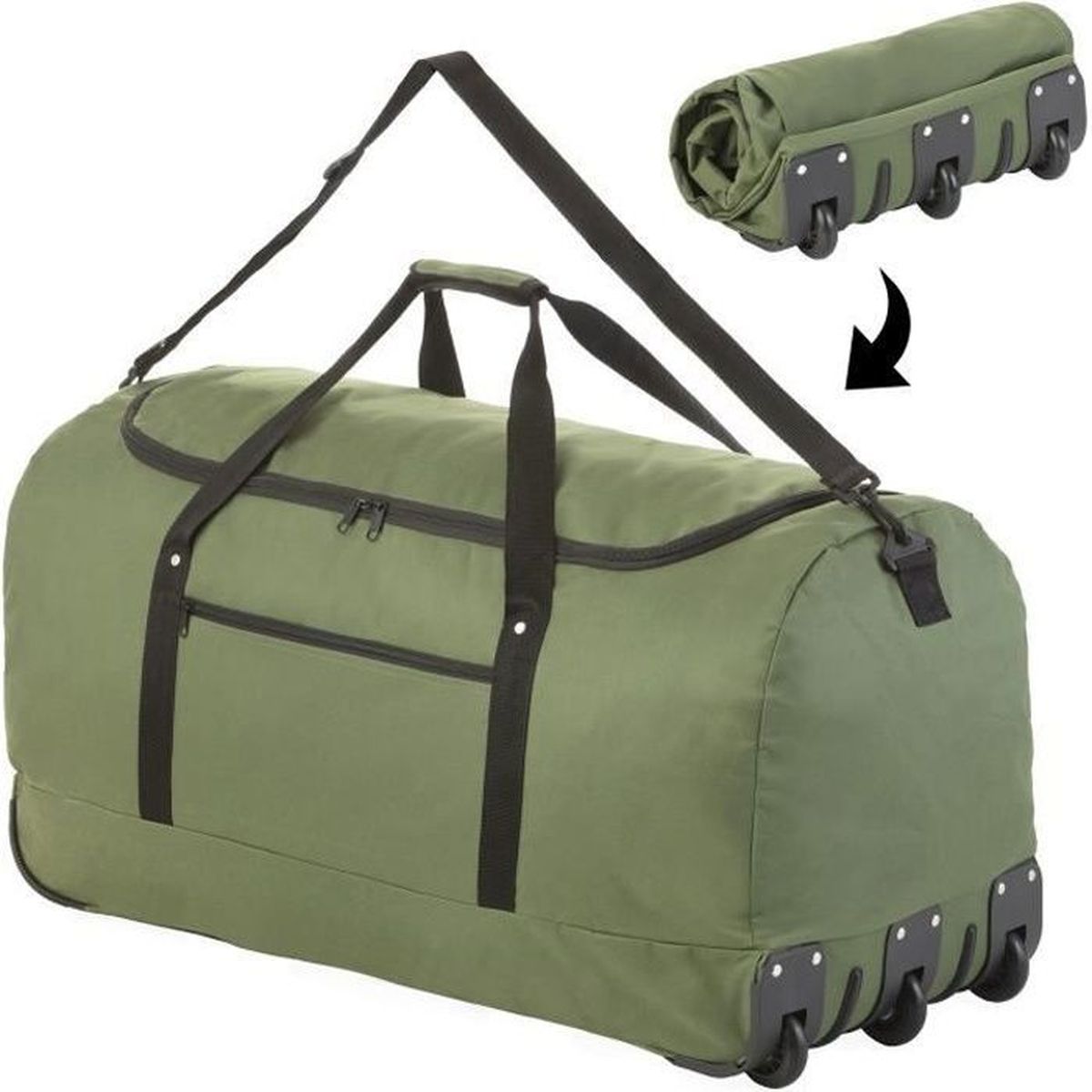 Sac à roulettes pliable TravelZ - Sac de voyage avec roues - 100 litres ...
