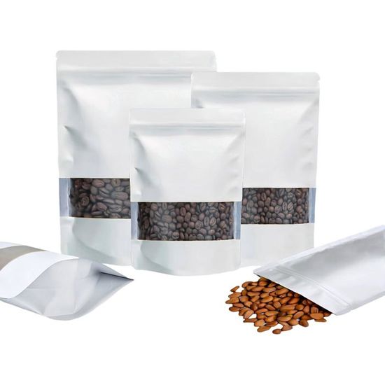 50 Pcs Sachets Alimentaires Debout Avec Fenêtre Transparente,Sachet Zip ...