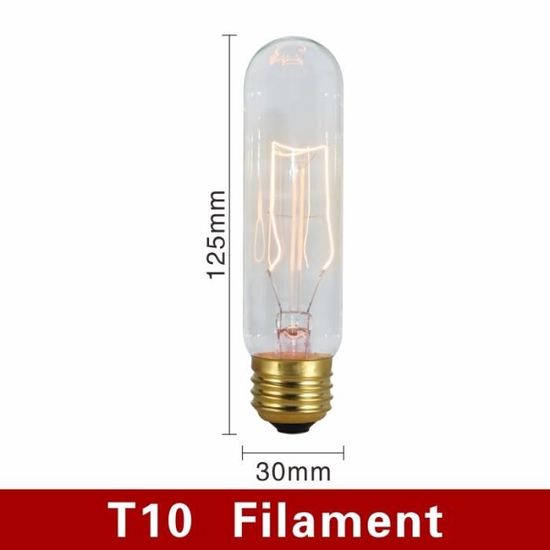 (T10 Filament|40W)Ampoule rétro Edison, Vintage, incandescente, en ...