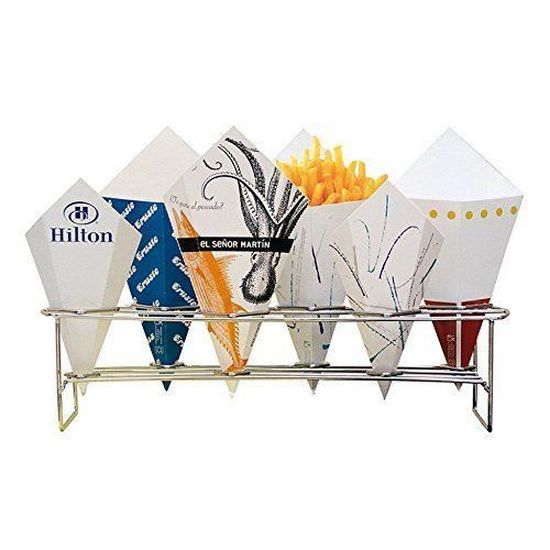 Garcia de pou Porte 6 Cornets Frites 45X14X10,8 Cm Argente Inox - 1 ...