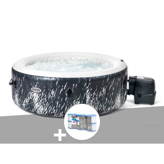 Kit spa gonflable Intex PureSpa Galaxie rond Bulles avec LED 4 places ...
