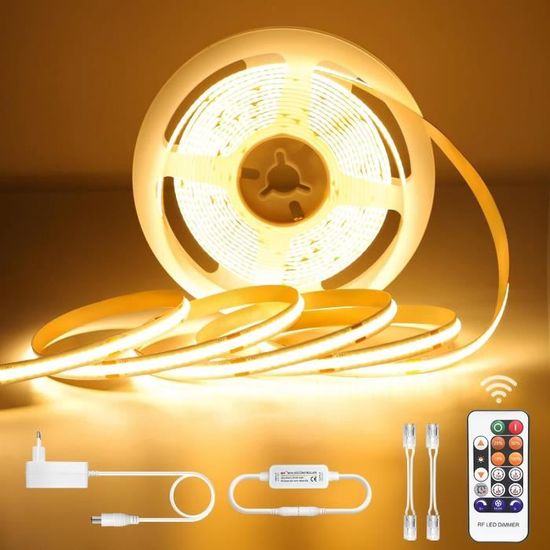 Ruban Led Cob 5M Blanc Chaud, Bande Led Cob Dimmable 24V 3000K, Led ...
