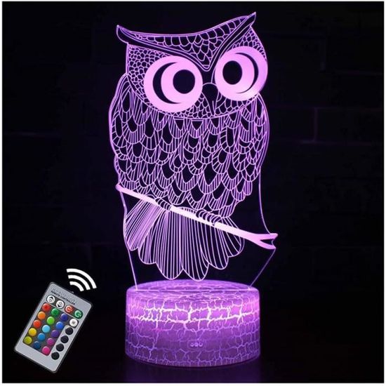 Veilleuse Illusion 3D Animaux|Lampe De Bureau Changeante 16 Couleurs ...
