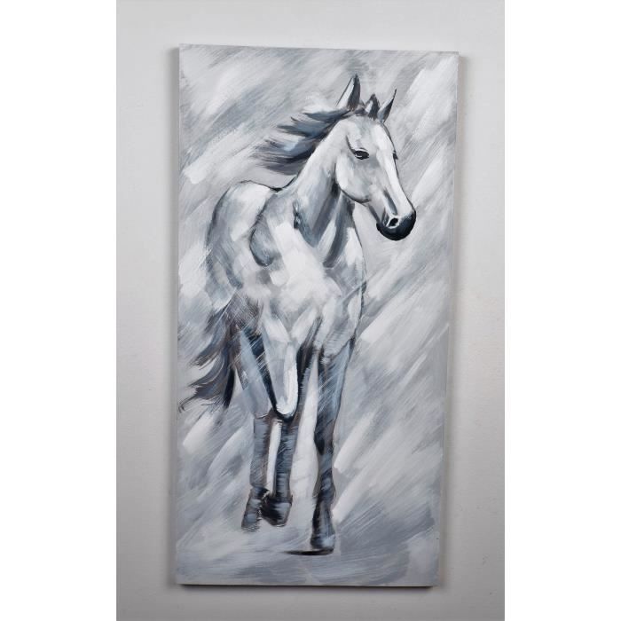 Tableau déco Cheval 5 - Toile peinte à la main - 50 x 100 x 3 cm ...