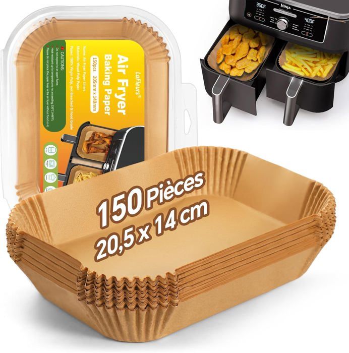 Papier Cuisson Air Fryer,150 Pièces 20,5X14Cm Papier Sulfurisé Pour ...