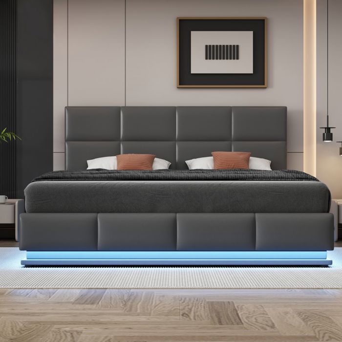 Lit Double Lit relevable hydraulique 180x200 avec LED, rangement ...