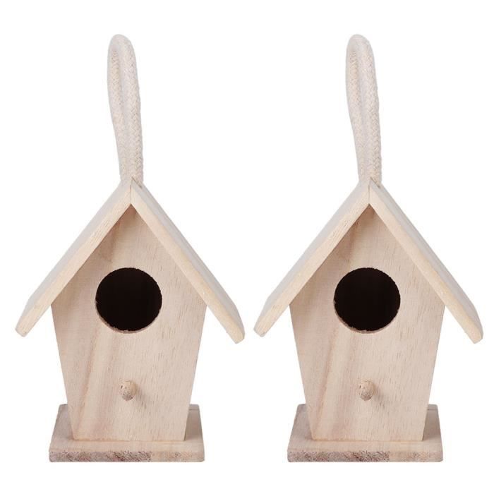 Boîte de nidification suspendue de maison d'oiseau en bois 2 pièces pour accessoires décoratifs ...