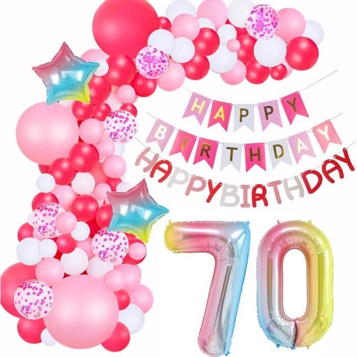 Arche Ballons 70 Ans Anniversaire Femme Décoration Rose Rouge Arche ...