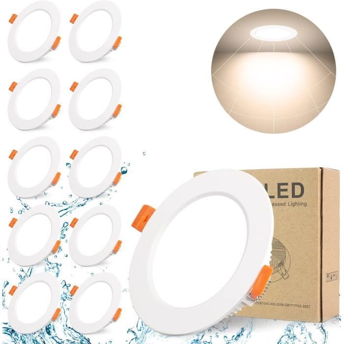 10 Pack Spot Led Encastrable Blanc Extra Plat Ip44 Led Spot Salle De Bain,7W 700Lm Equivalent ...