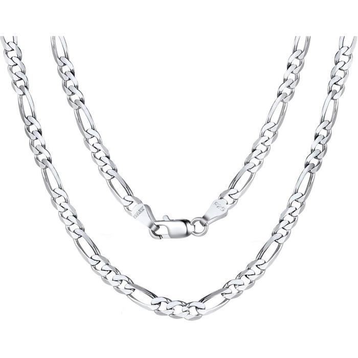 Chaîne Homme Argent 925 Maille Figaro Épaisseur: 3Mm,Collier Chaines ...
