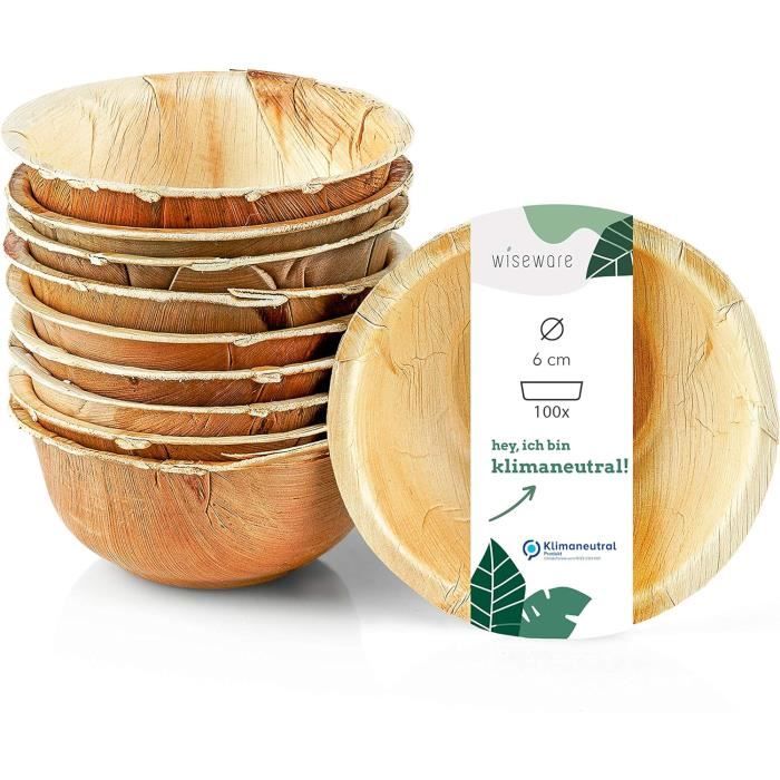 Wiseware Lot De 100 Bols Jetables En Feuilles De Palmier Biodégradables ...
