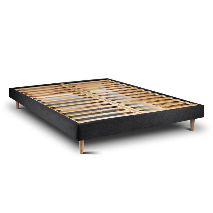 Sommier Kit Tissu Noir 180x200 H29cm Sommeil de plomb - Sommier en bois ...