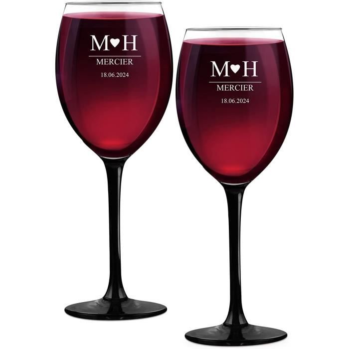 Ensemble de 2 Verres à vin personnalisés pour couple 330ml Verres à vin ...