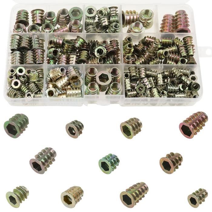 230 Pièces Écrous Insert Hexagonaux M10-M8-M6-M5-M4 Insert Fileté ...
