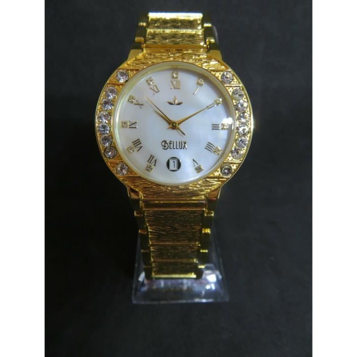 MONTRE FEMME BELLUX COLLECTION Grand Deluxe PLAQUÉE OR 23 K , - Achat ...