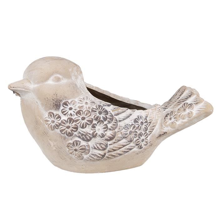 Pot de fleurs - CLAYRE & EEF - Oiseau - 25x14x14 cm - Pierre - Beige ...