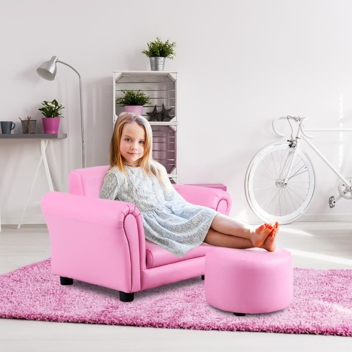 COSTWAY Canapé enfant Sofa Enfant Canapé Lit avec Pouf 2 Places en ...