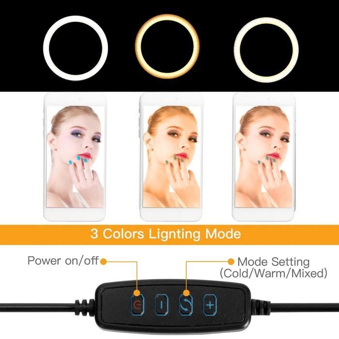 Lampe Annulaire Led Anneau Lumineux Led 26 Cm Avec Trépied, Port Usb À ...