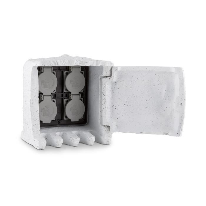 Duramaxx Power Rock - Multiprise de jardin imitation pierre avec 4 ...