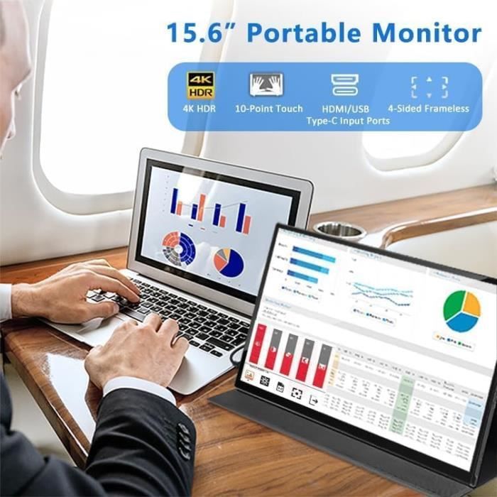 DroiX 15,6 4K Moniteur Portable avec Batterie intégrée 10000 mAh Écran ...