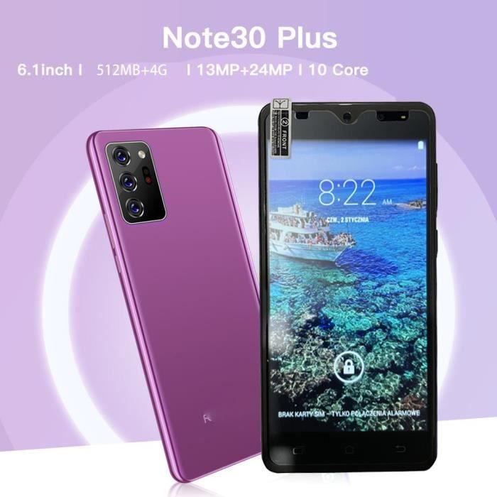 512Mb + 4G Note30 Plus Smartphone Android Smartphone grand écran Mauve ...