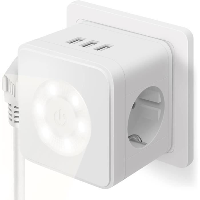 Bloc Multiprise Amélioré Avec Usb, Cube Multiprise Avec Veilleuse Led ...