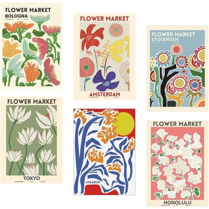 LIMITADA 6 Pcs Affiche Fleurs Vintage en Toile Poster Aesthetic Vintage ...