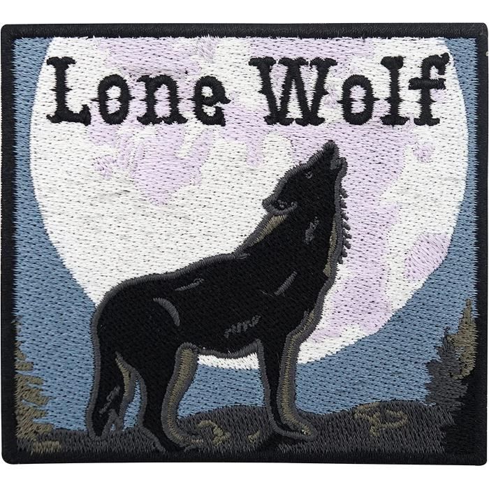 Patch Lone Wolf Lune à repasser et à coue Patchs pour moto animaux patches, motards, veste de ...