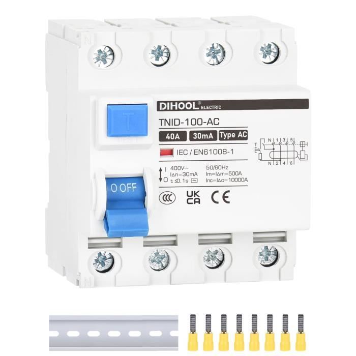 Disjoncteur Différentiel Rcd Type Ac Fi - Interrupteur Fi Din - Rail ...