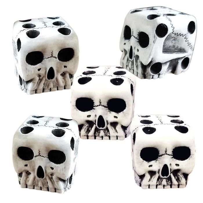 Jeu de dés squelette YOSOO pour Halloween - Lot de 5 dés blancs faits à ...