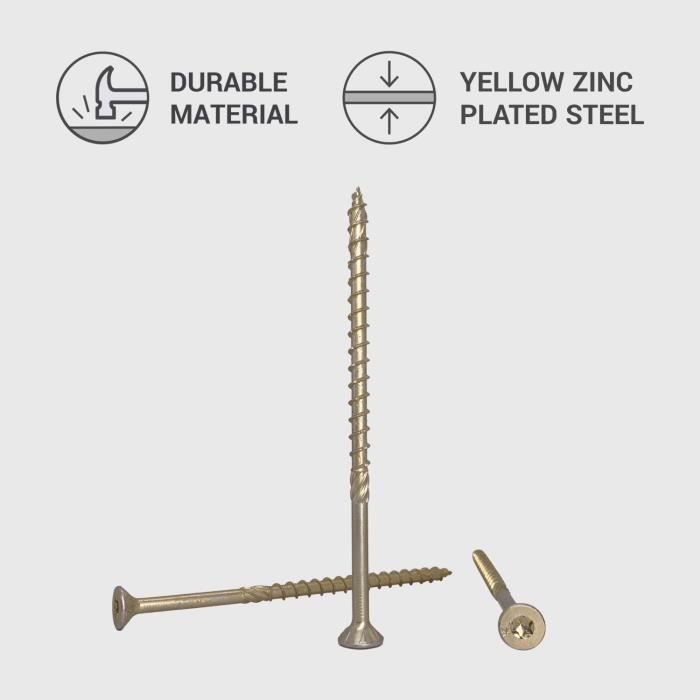 Lot De 40 Vis À Bois Universelles En Acier Zingué Jaune 6,0 X 120 Mm ...