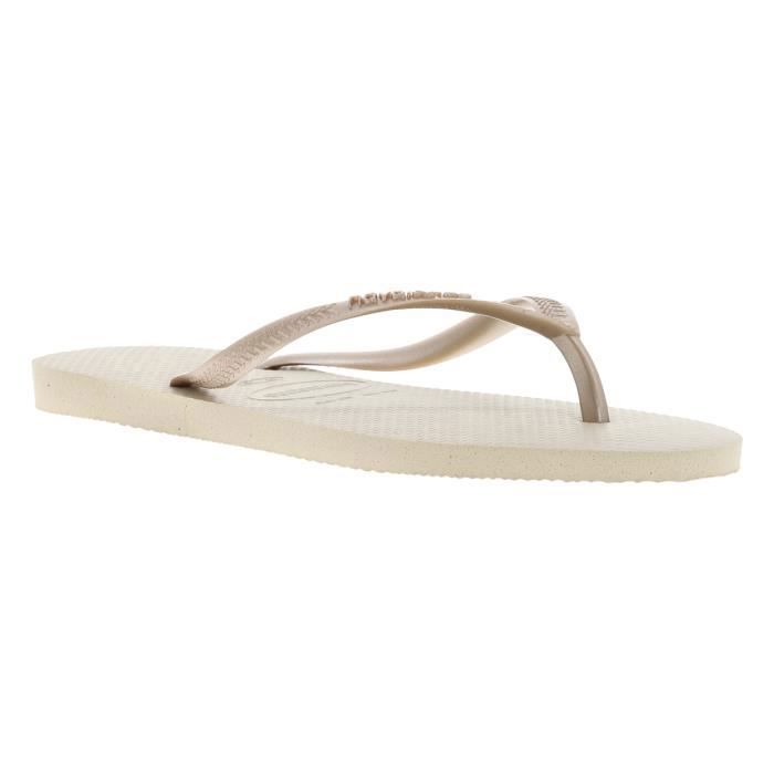 Tongs SLIM Havaianas beige - Femme - Sable - Brides aspect métallisé ...