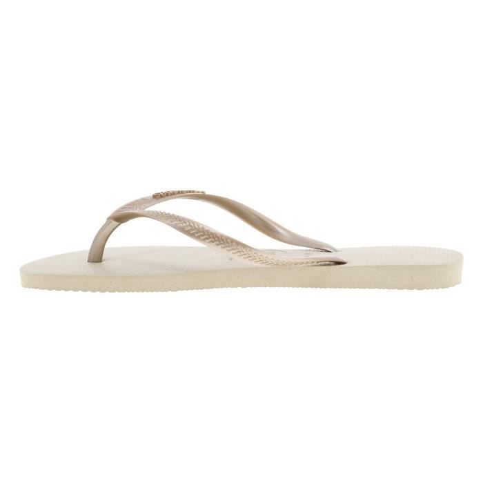 Tongs SLIM Havaianas beige - Femme - Sable - Brides aspect métallisé ...