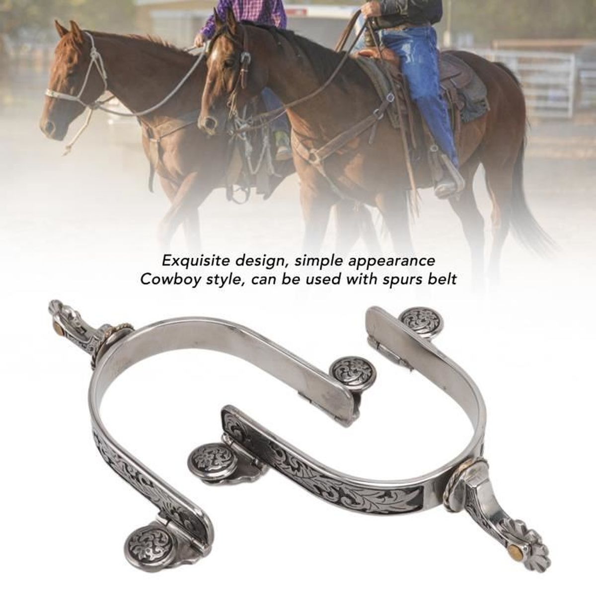 Éperons d'équitation Une paire d'éperons de botte en acier inoxydable à ...