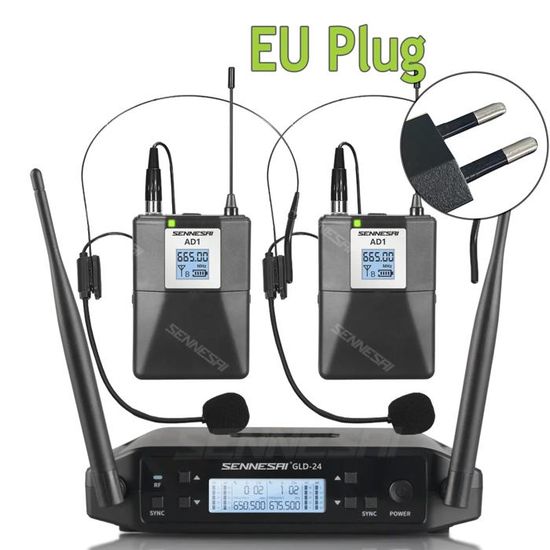 Professionnel double Microphone sans fil 600-699MHz système spectacles ...