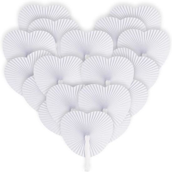 Eventails Blanc De Mariage En Plastique Et En Papier En Forme De Coeur ...